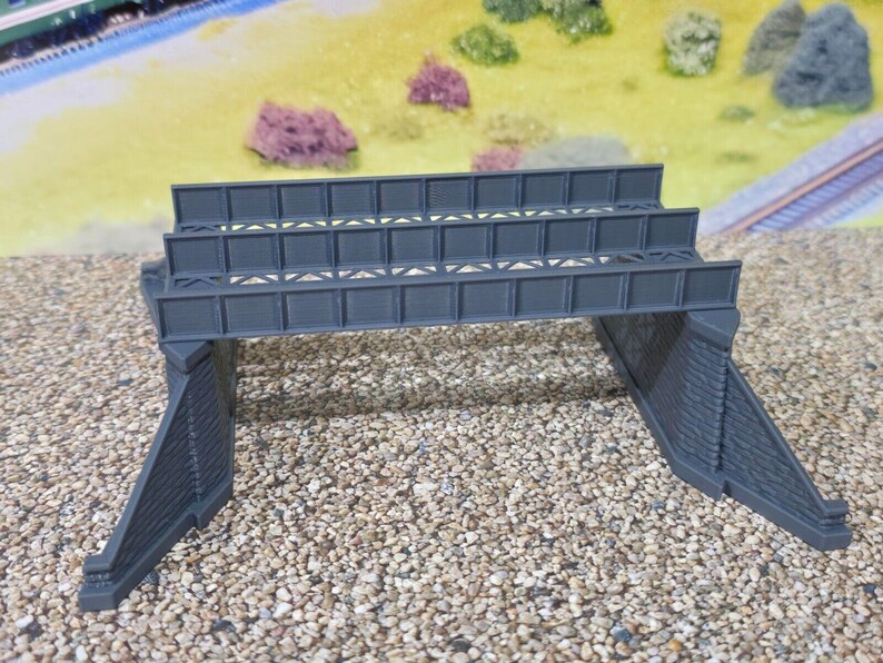 Double Track Iron Girder Bridge Std End Piers Z Gauge Model Railway 1: ...