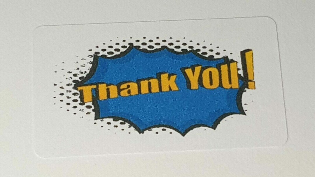 325 X Thank You Sticky Labels Pow Blue Bubble Matte Labels Stickers T3 ...