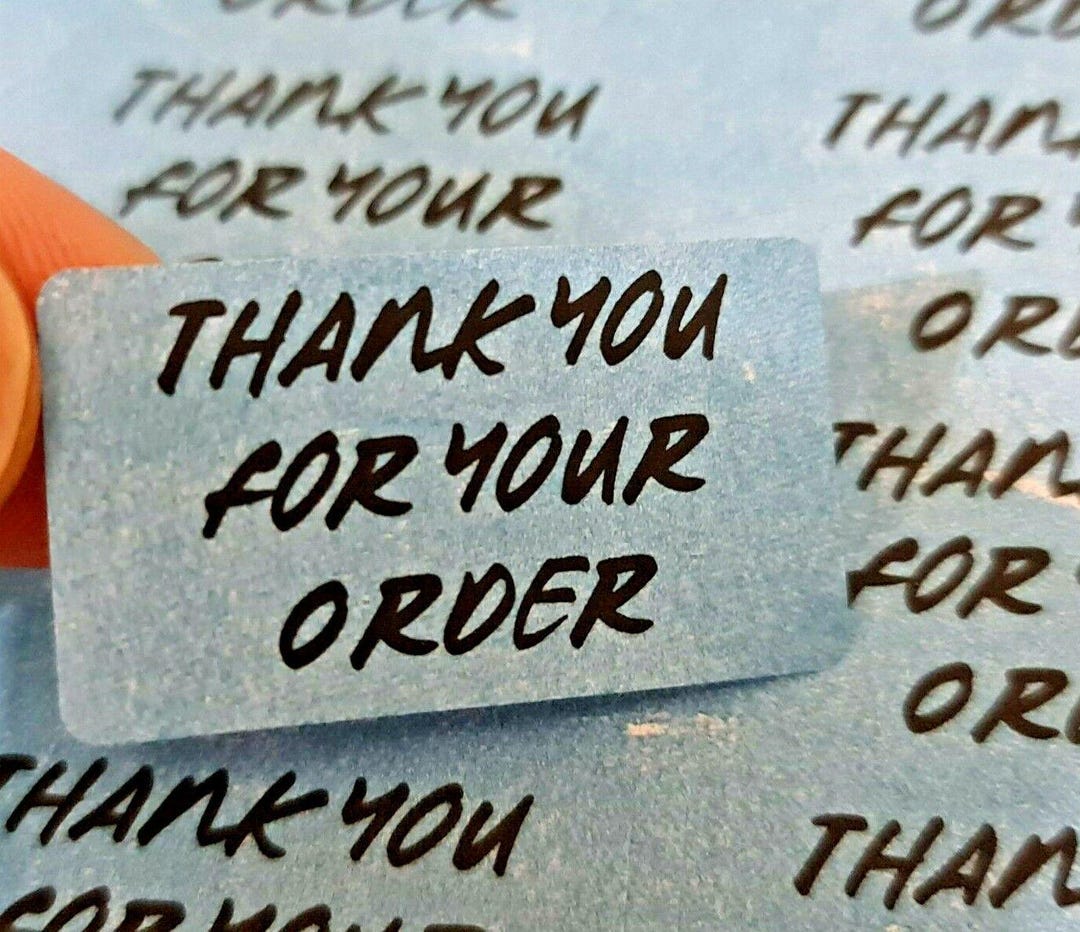 325 X Thank You for Your Order Labels Blue Vintage Style Matte Labels ...