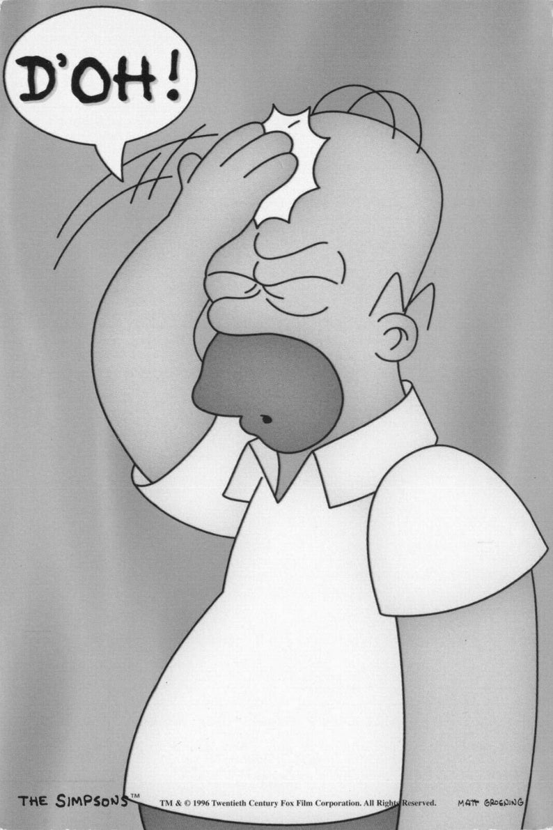 Simpsons Postcard D'Oh Omar Simpson by A Bigger Splash | Etsy