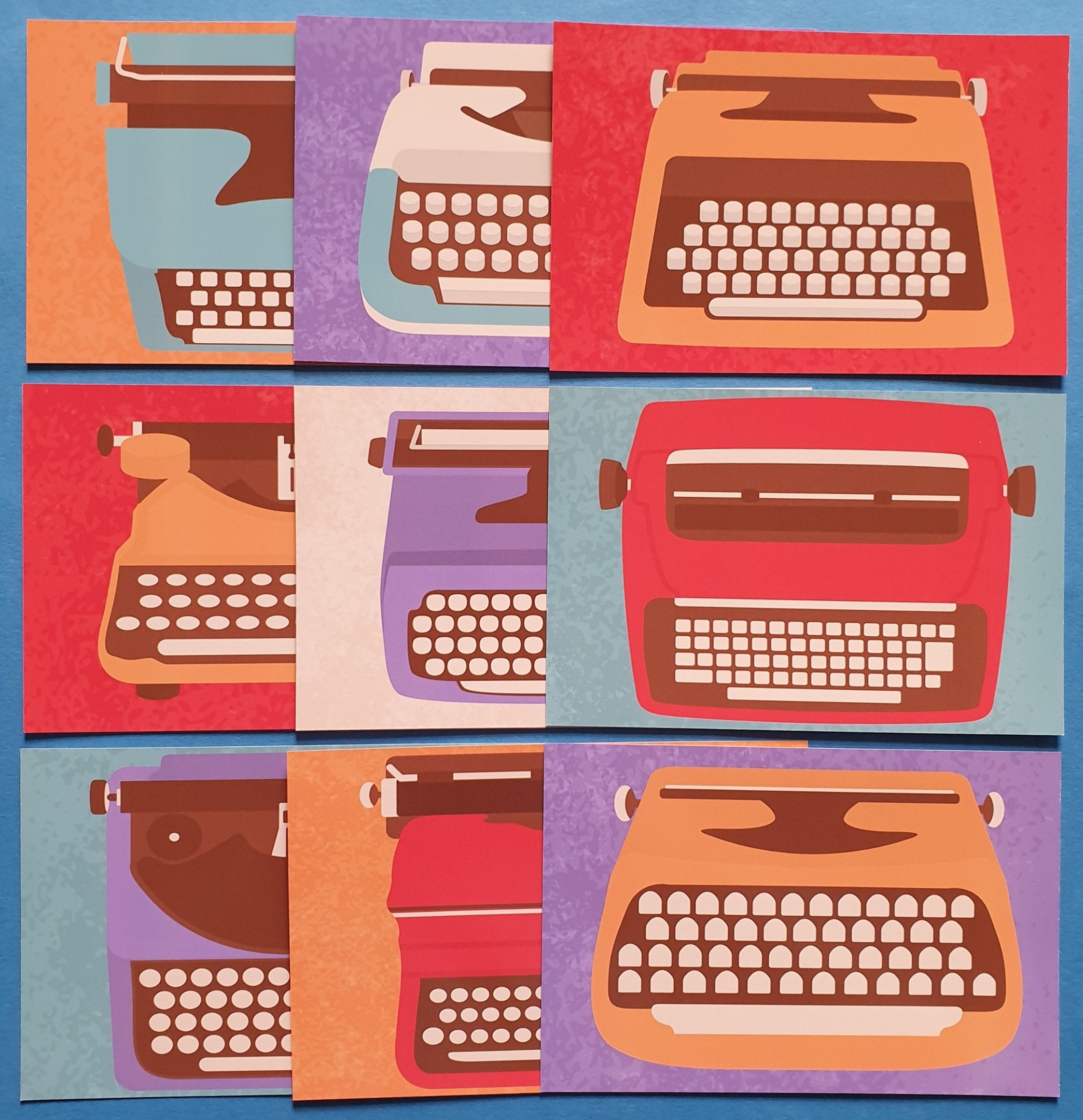 Set of 9 NEW Retro Vintage Typewriter Icon Postcards - Etsy