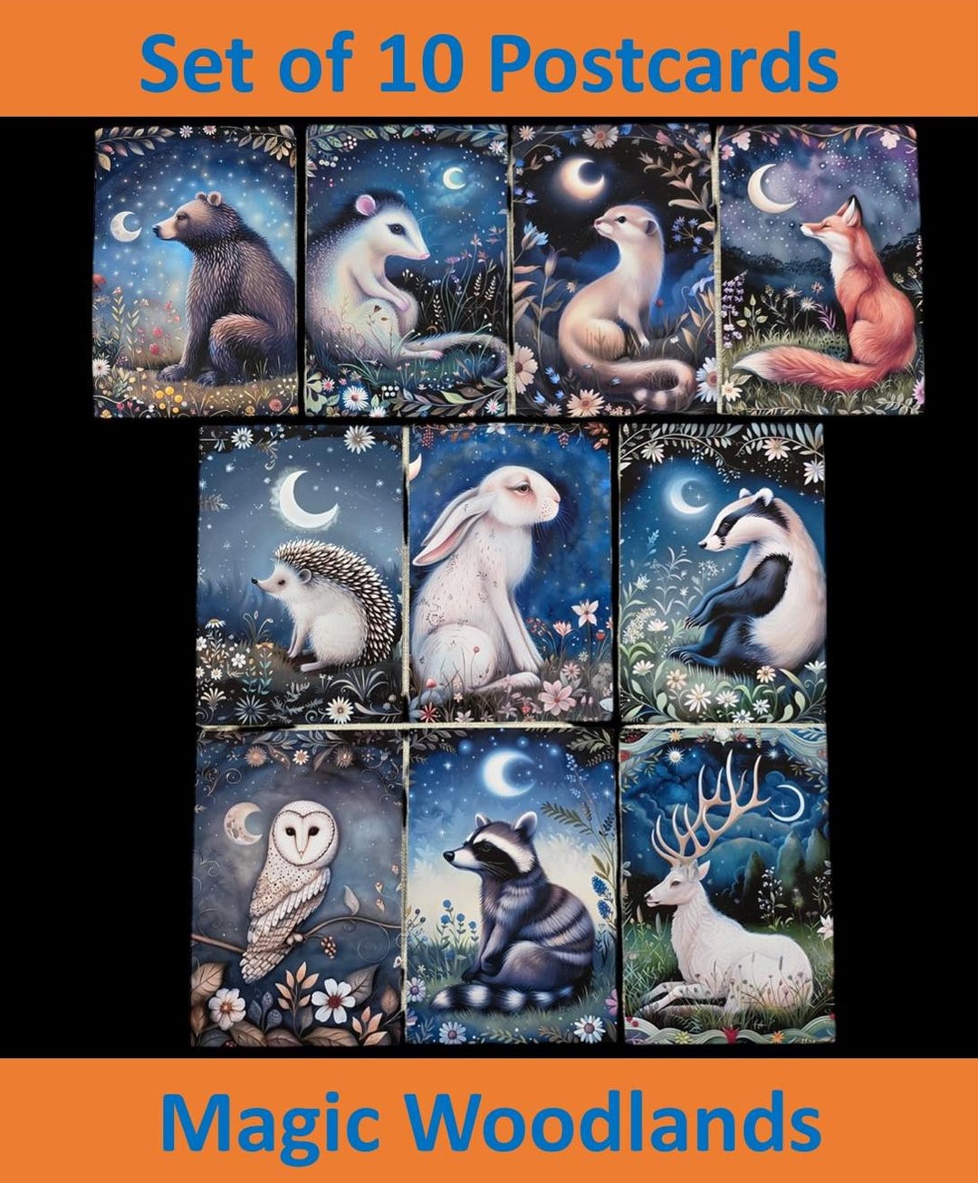 Magic Woodlands Forest Animals Postcards Great for Postcrossing Set of ...