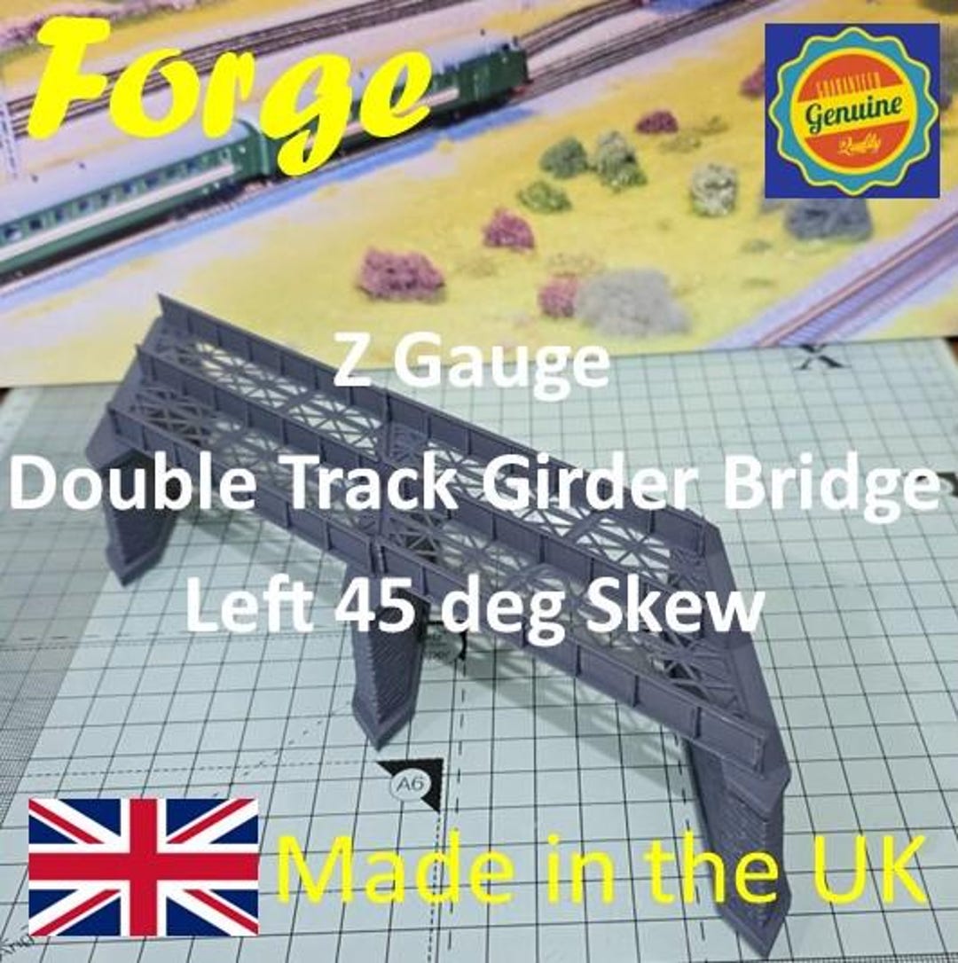 Double Track Iron Girder Bridge Z Gauge 45 Deg Left Skew Model Railway ...