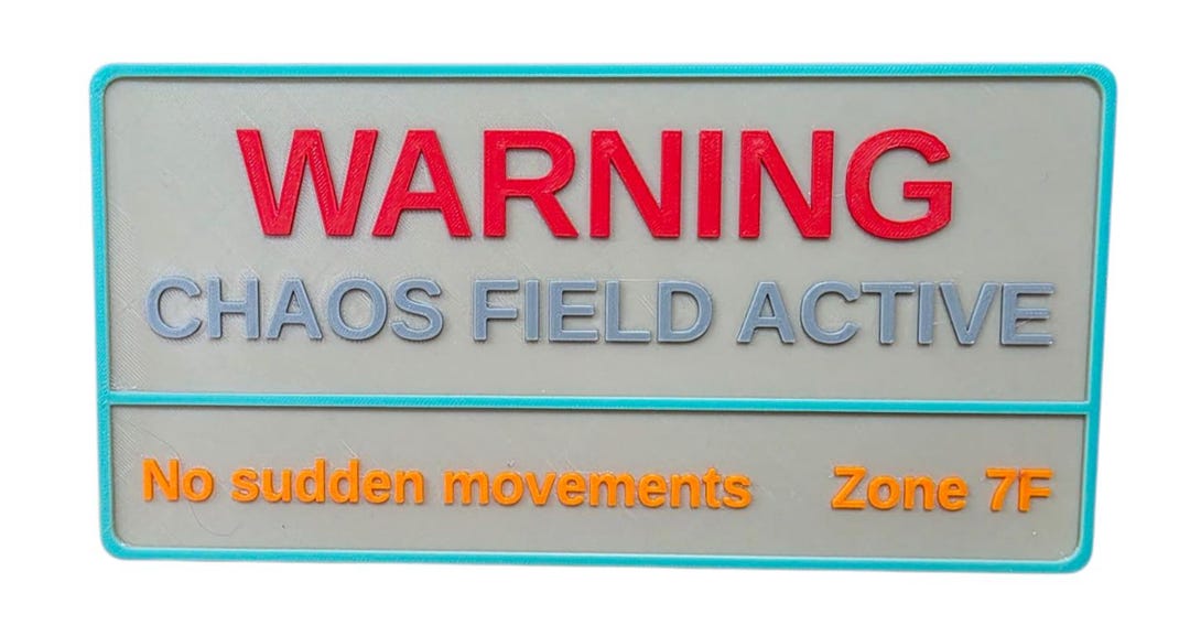 Warning Sign Chaos Field Sci-fi – 3D Printed Zone 7F Nerd Cave Room ...
