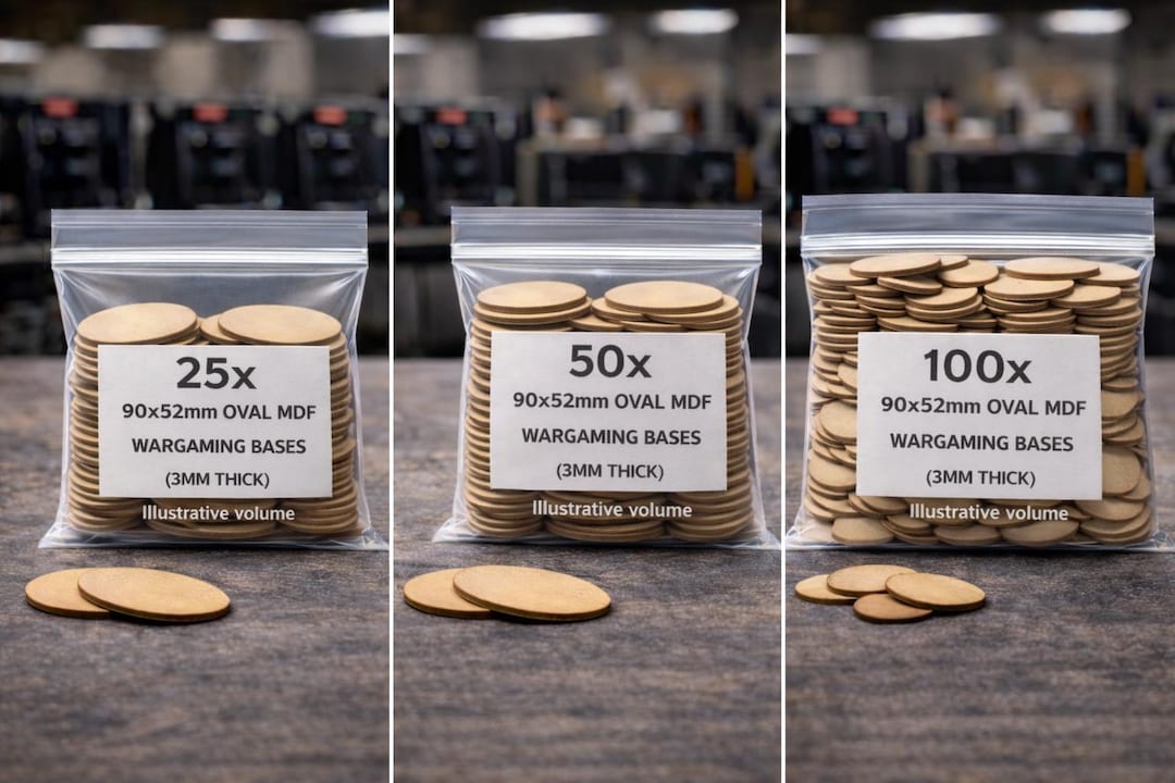 90x52mm Oval MDF Bases 3mm Thick Wargaming Miniatures Cavalry Tabletop ...