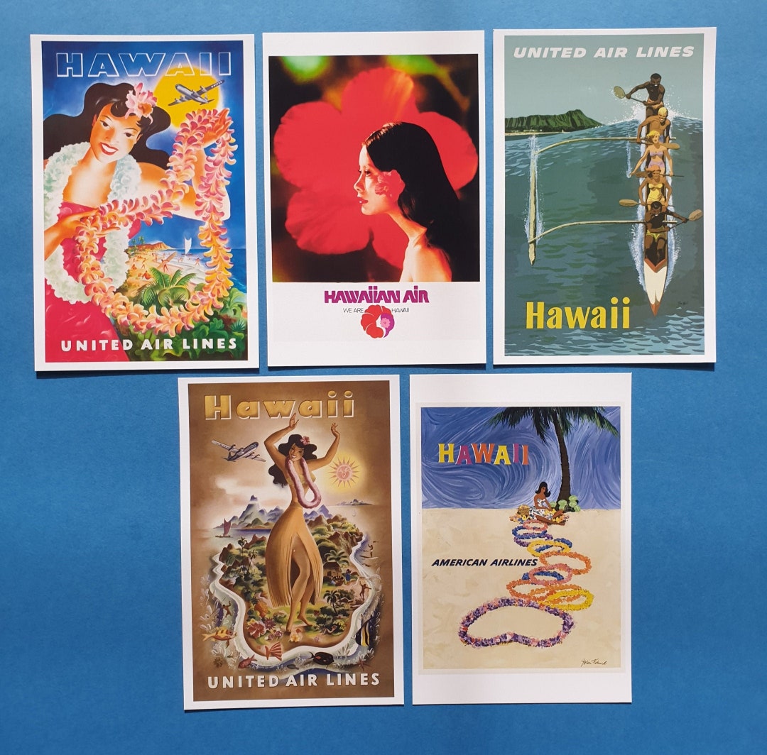 Postcards, Set of 5 NEW Stunning Hawaii Vintage Reproduction Travel ...
