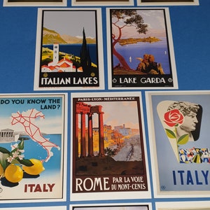 Postcards, Set of 11 New Stunning Vintage Italian Repro Travel Posters ...