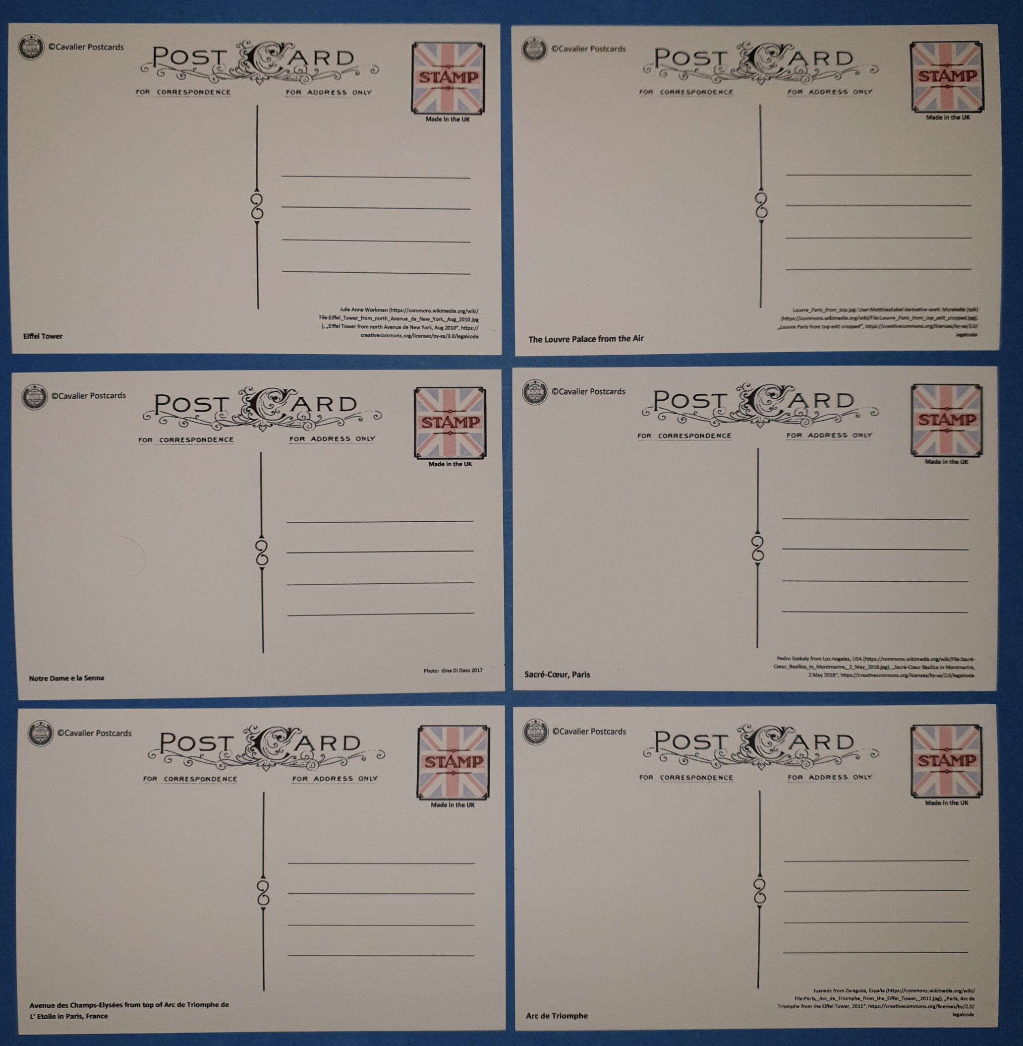 Set of 6 Brand New Glossy Postcards Paris Landmarks France | Etsy