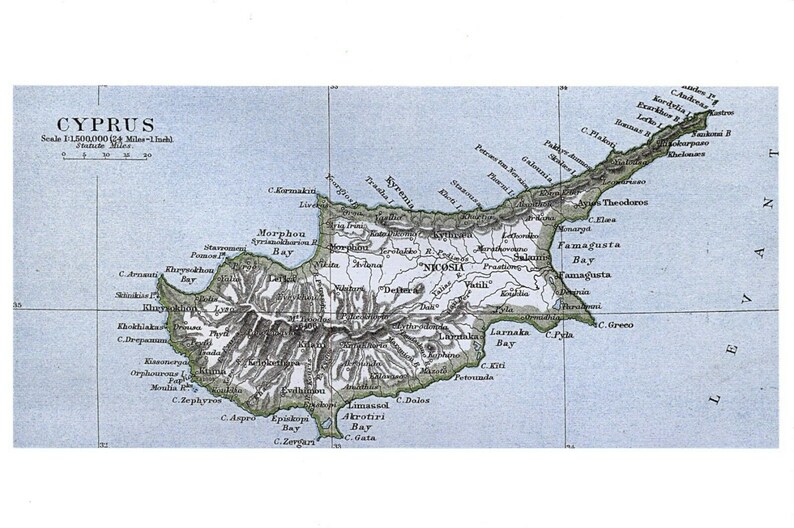 Vintage Reproduction CYPRUS Map Card Postcard DJ0 | Etsy
