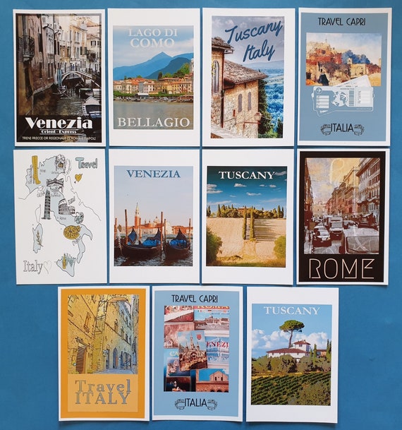 Postcards Set of 11 NEW Stunning Italian Reproduction Travel | Etsy