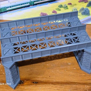 Z Gauge Double Track Iron Girder Bridge Model Railway Train Layout 1: ...