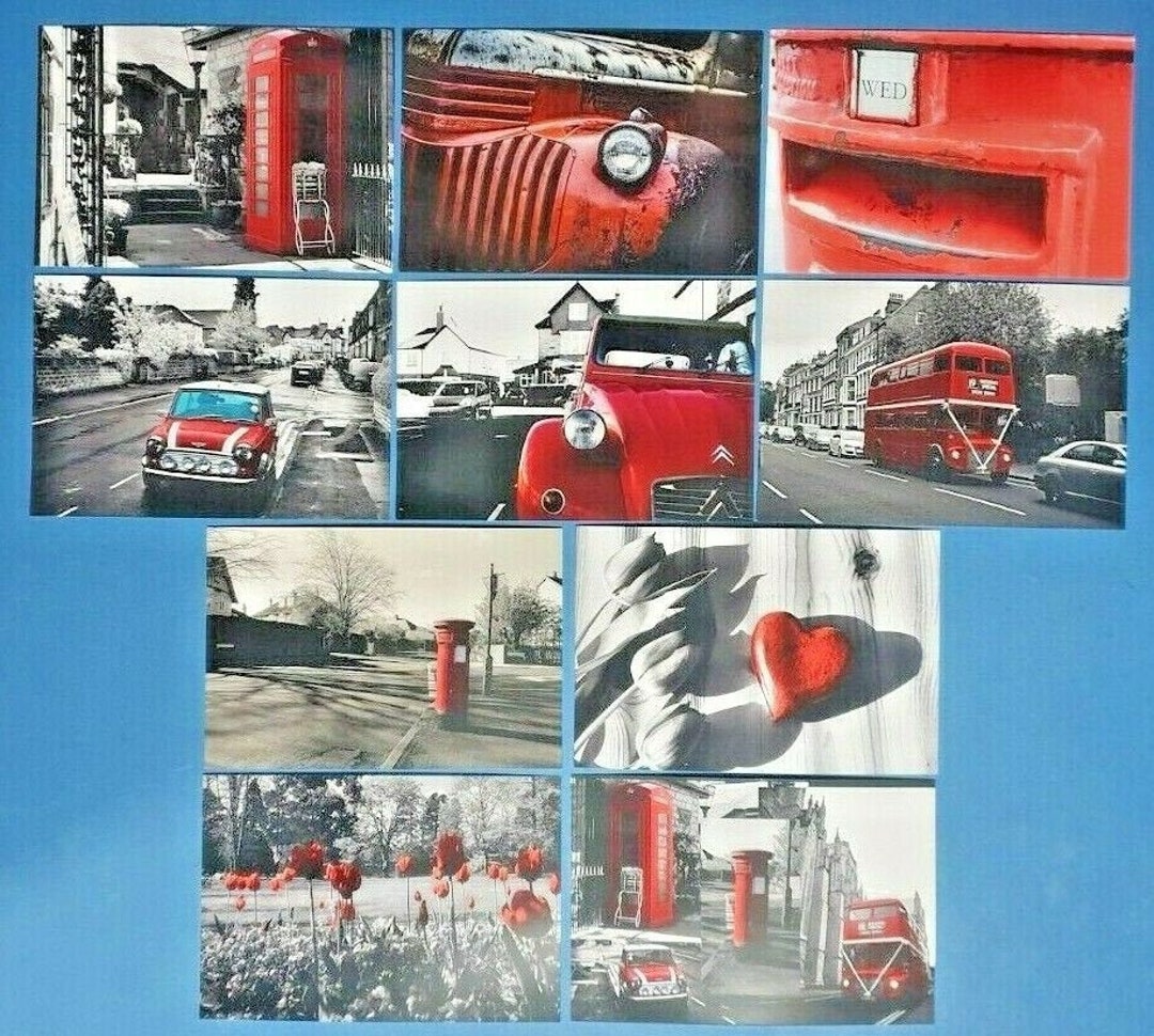 Set of 10 NEW Red Theme on B&W Postcards for Postcrossing ...