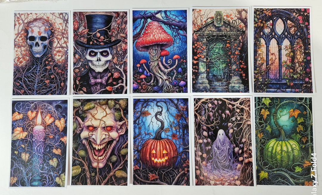 Set of 10 New Postcards Halloween Ghost Ghoul Gothic Skeleton Skull ...