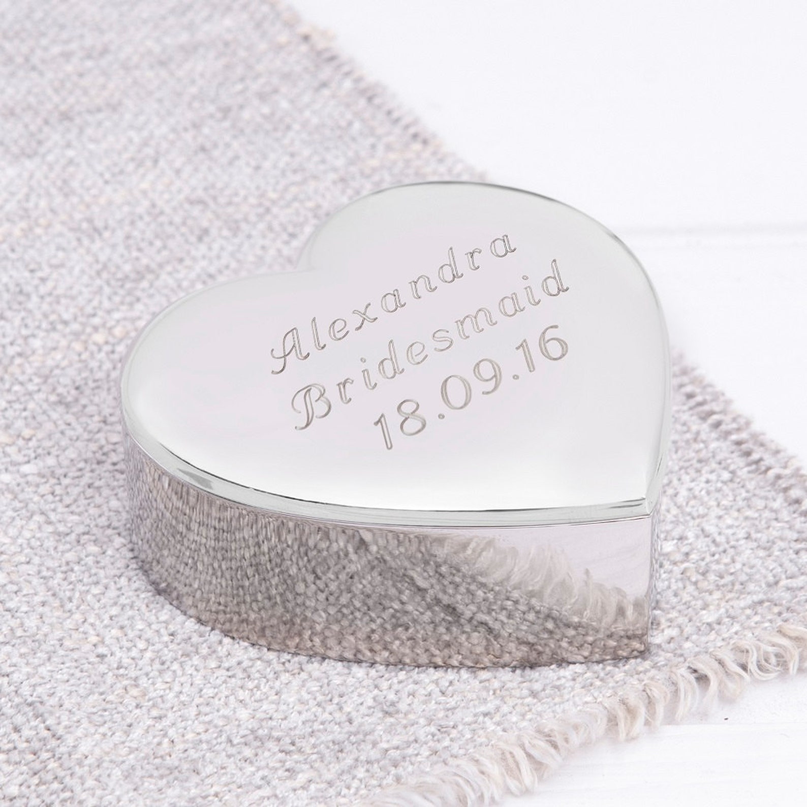 Personalised Heart Trinket Box Engraved Jewellery Box Silver - Etsy UK