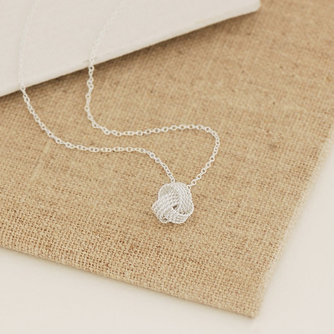 Sterling Silver Knot Necklace, Love Knot Necklace, Forever Knot Pendant ...