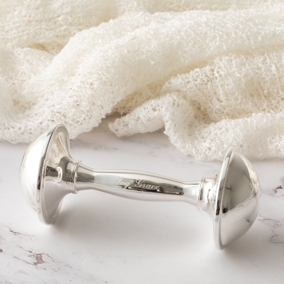 Personalised Silver Plated Rattle, Engraved Christening Gift ...
