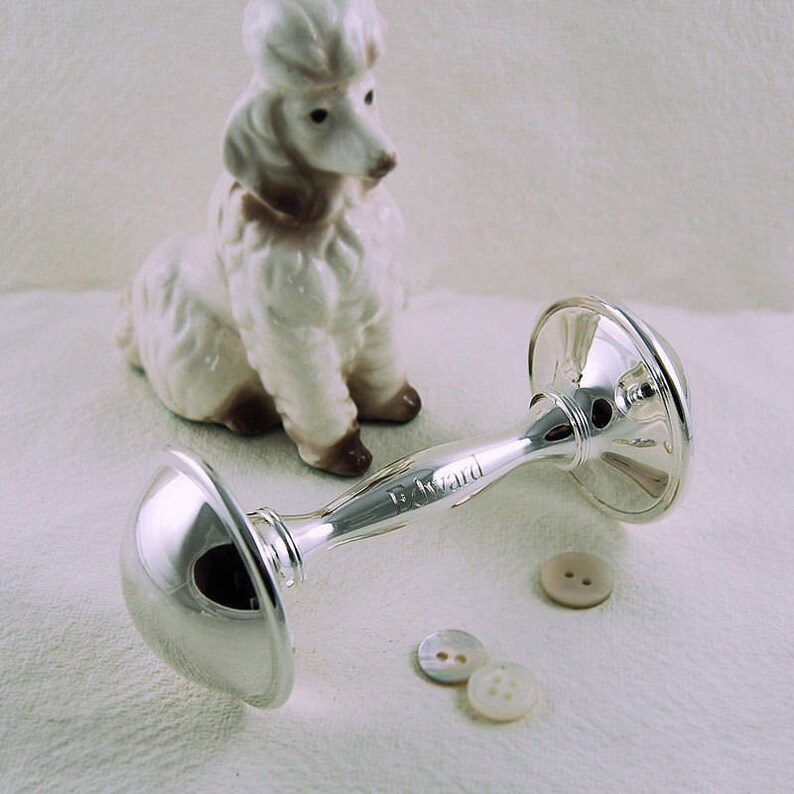 Personalised Silver Plated Rattle, Engraved Christening Gift ...