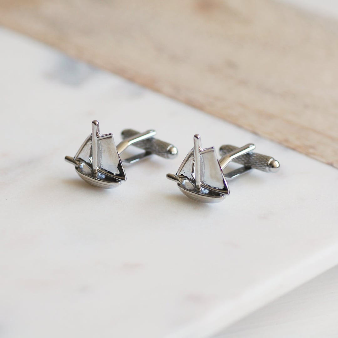 Sailboat Cufflinks, Personalised Sailboat Cufflinks, Sailing Cufflinks ...