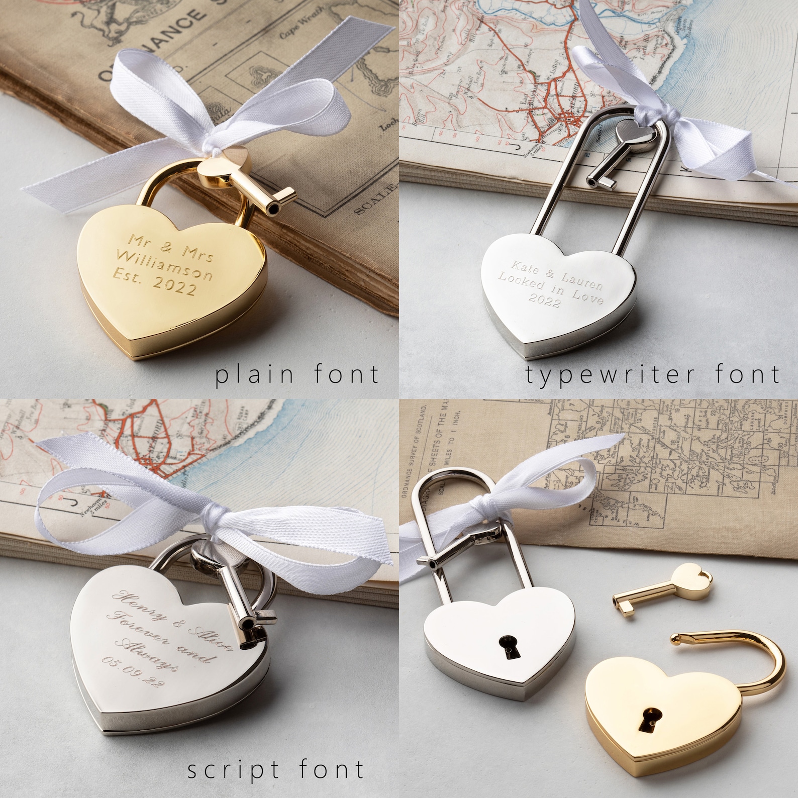 Personalised Love Padlock, Engagement Love Lock, Personalised Heart ...