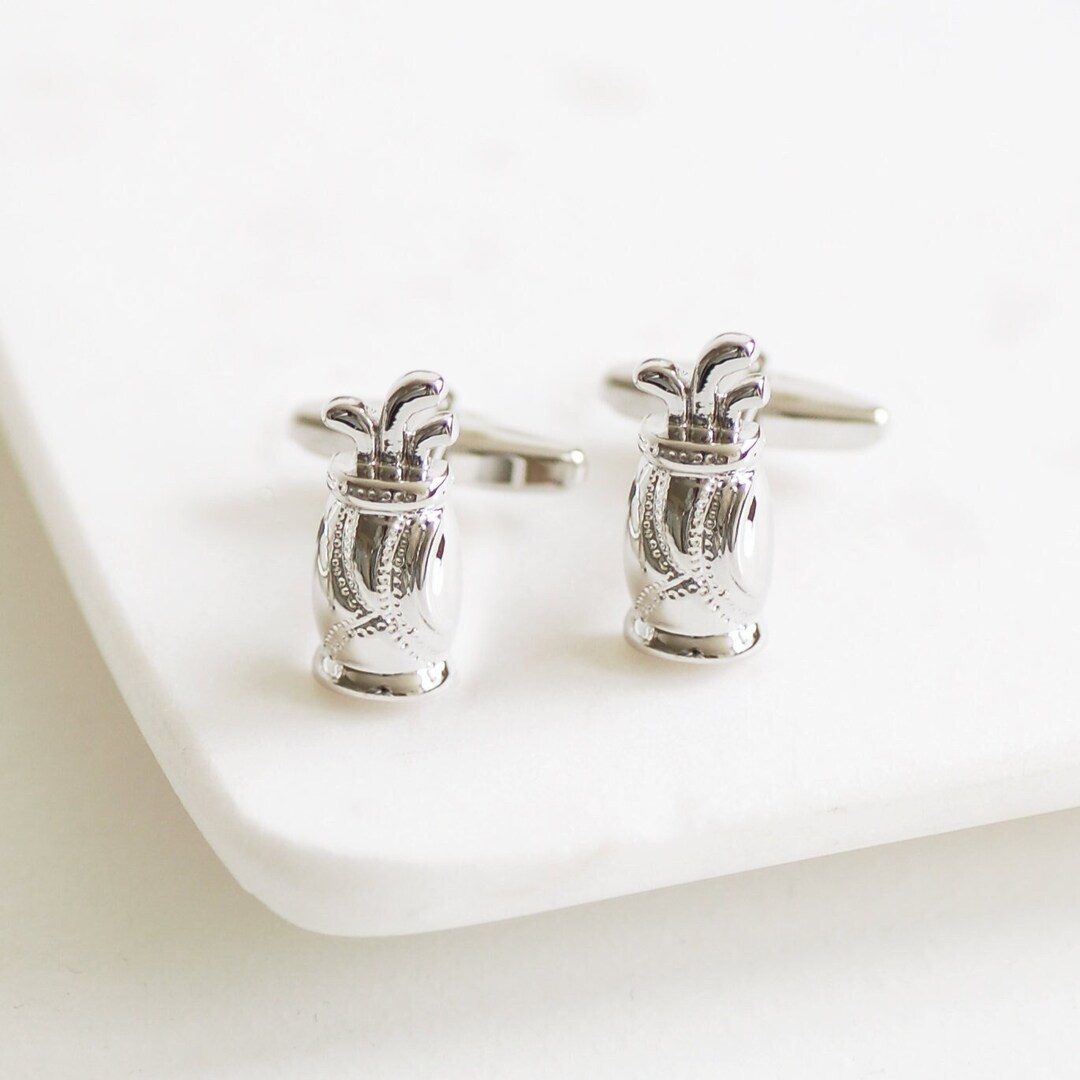 Golf Cufflinks, Personalised Golf Bag Cufflinks, Silver Golf Cufflinks ...