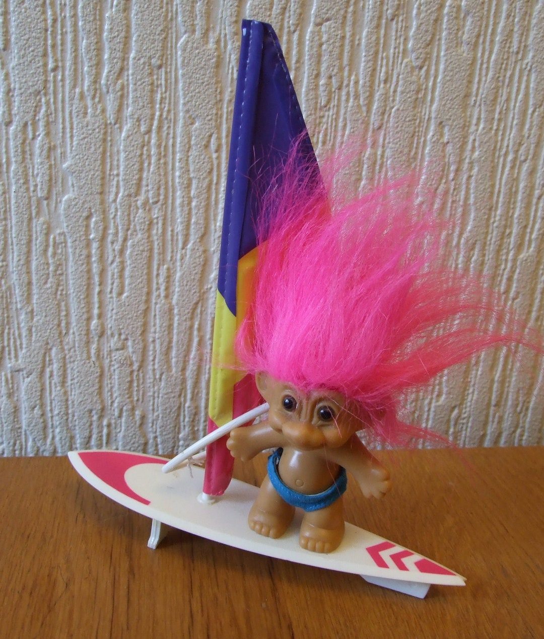 Troll Doll 4 1/2" Russ Tribe Wind Surfer Purple Hair G00d Condition ...