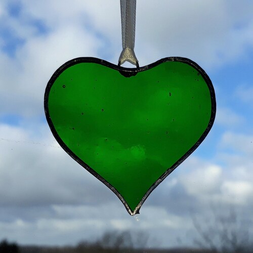 Mini Green Heart Suncatcher Anniversary Gift Valentines - Etsy UK