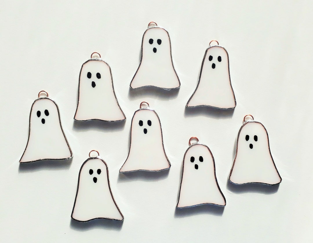 Tiny Cute White Glass Ghost Suncatcher, Rear View Mirror Charm ...