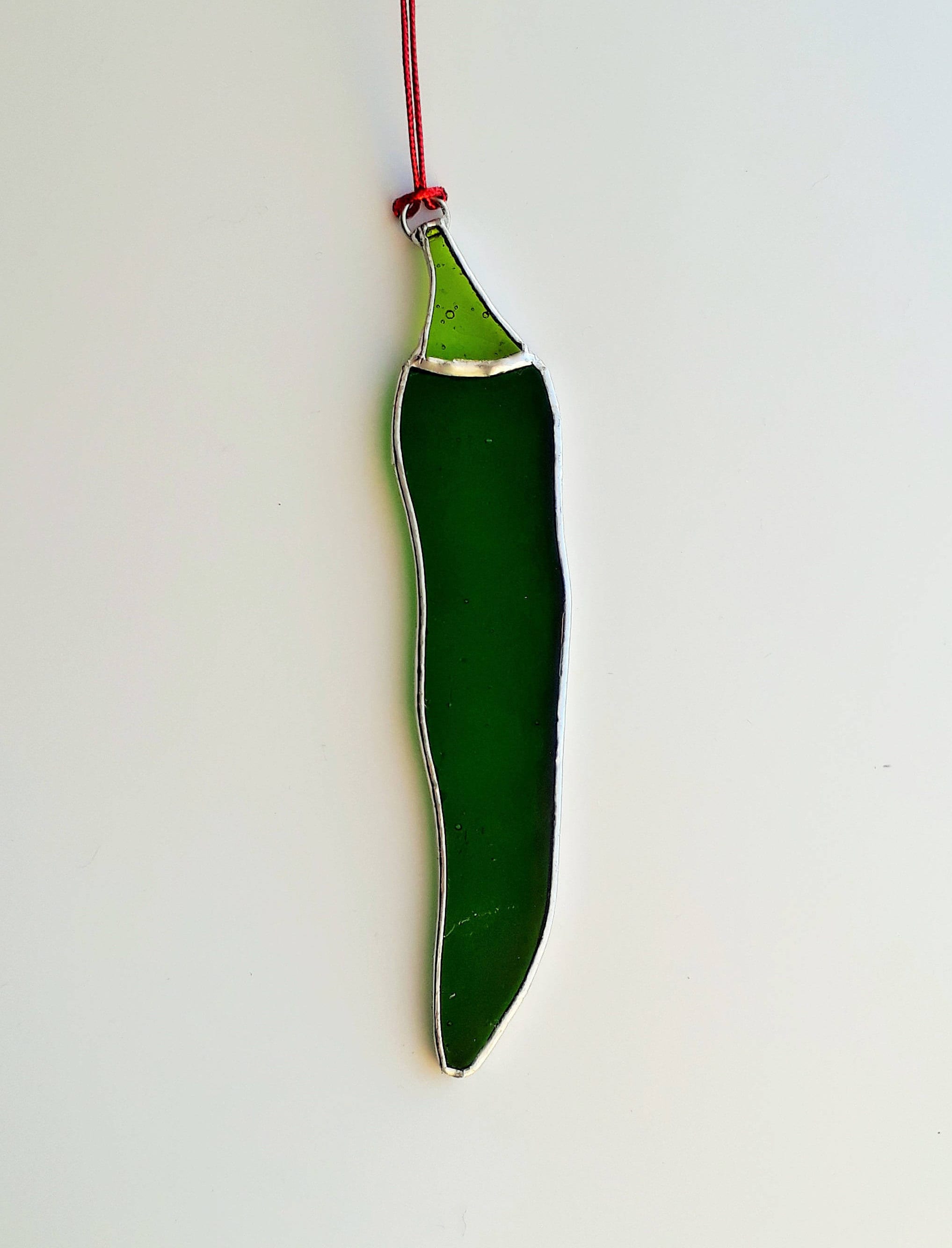 Stained Glass GREEN Chilli Pepper Suncatcher Green Glass - Etsy UK