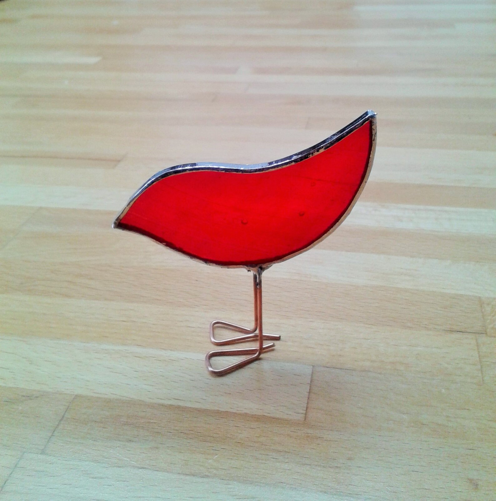 Red Stained Glass Bird Ornament Glass Standing Bird Glass | Etsy UK