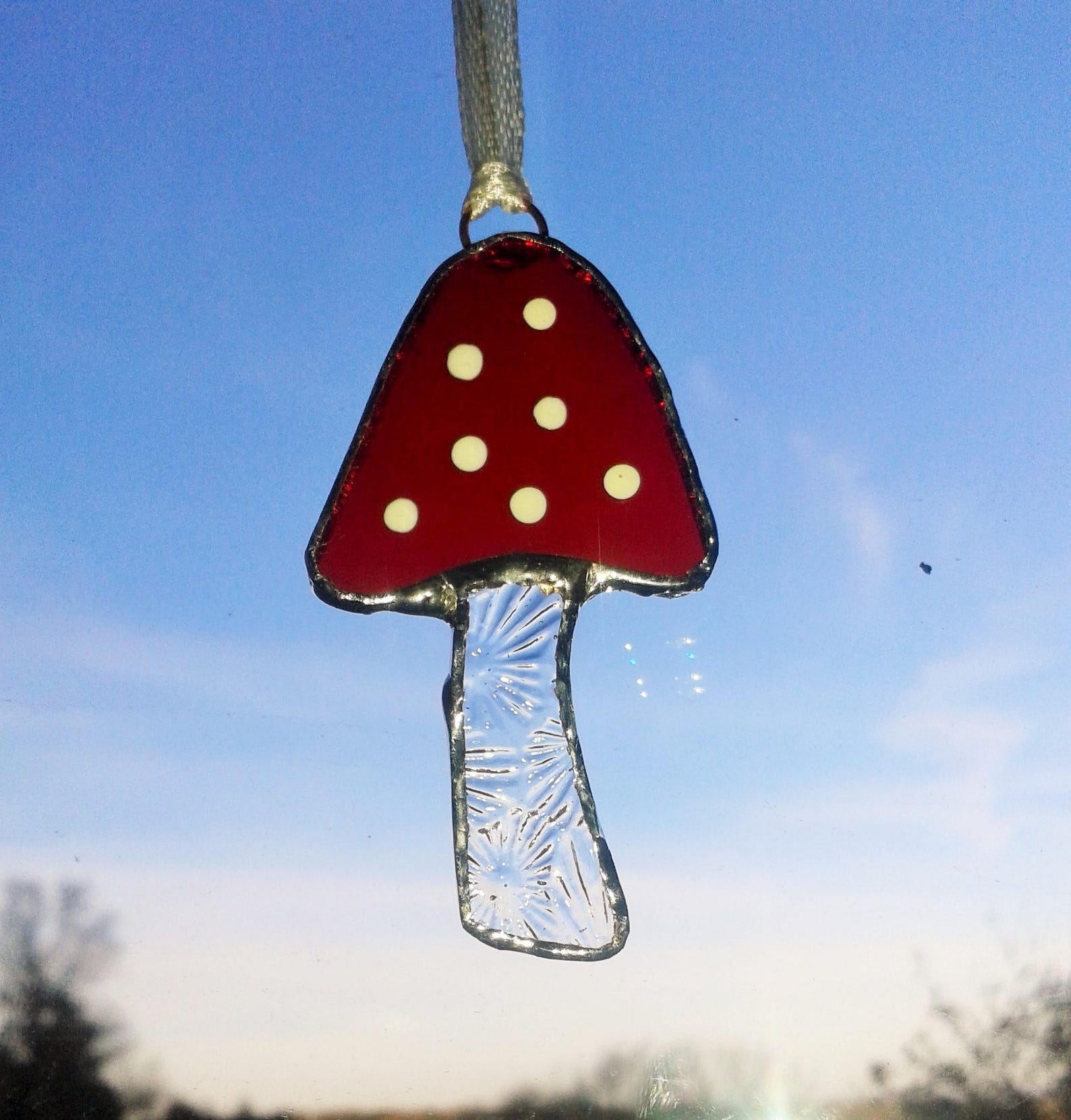 Small Stained Glass Toadstool Suncatcher Red Fly Argaric | Etsy