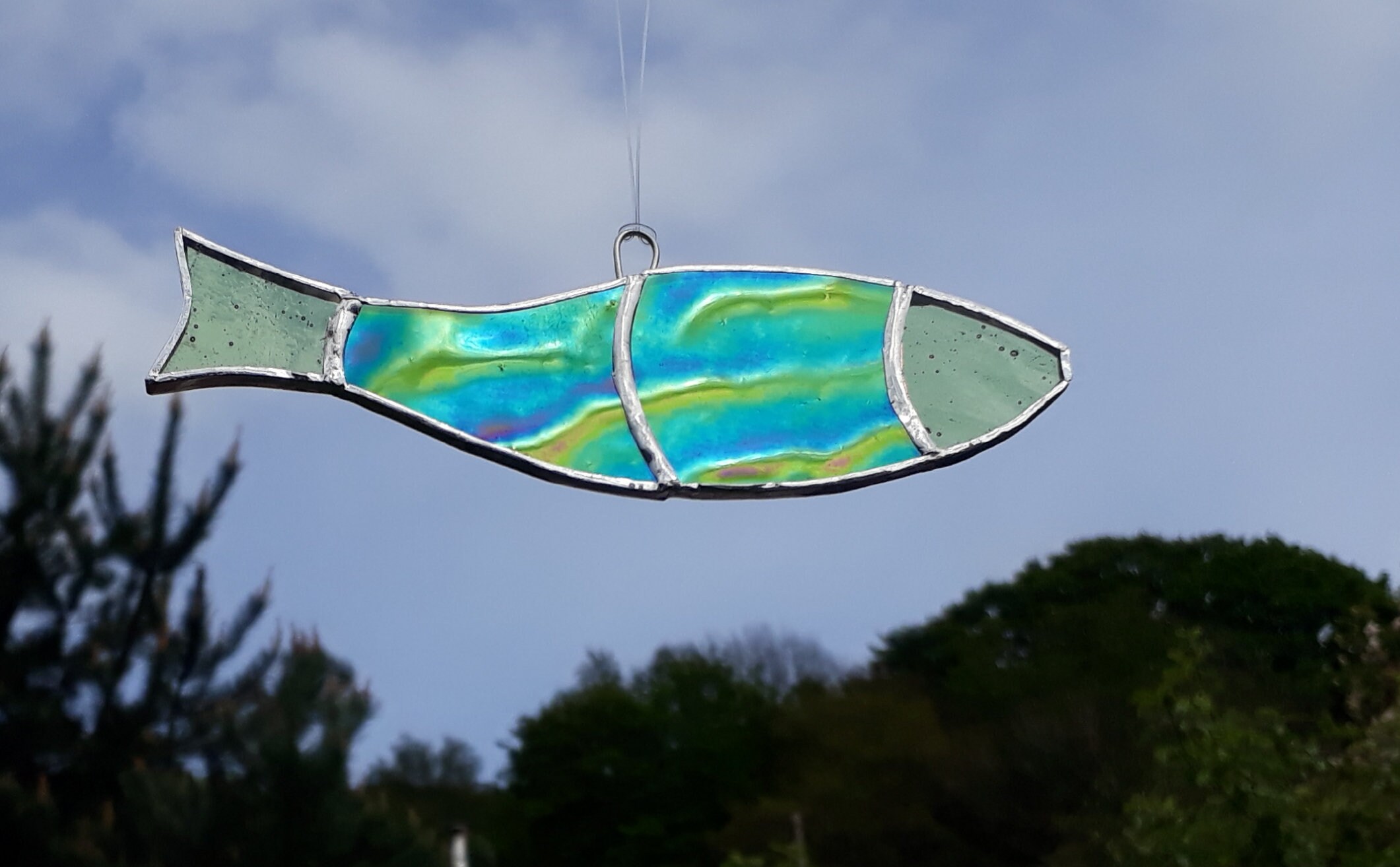 Stained Glass Fish Suncatcher iridescent glass fish glass | Etsy