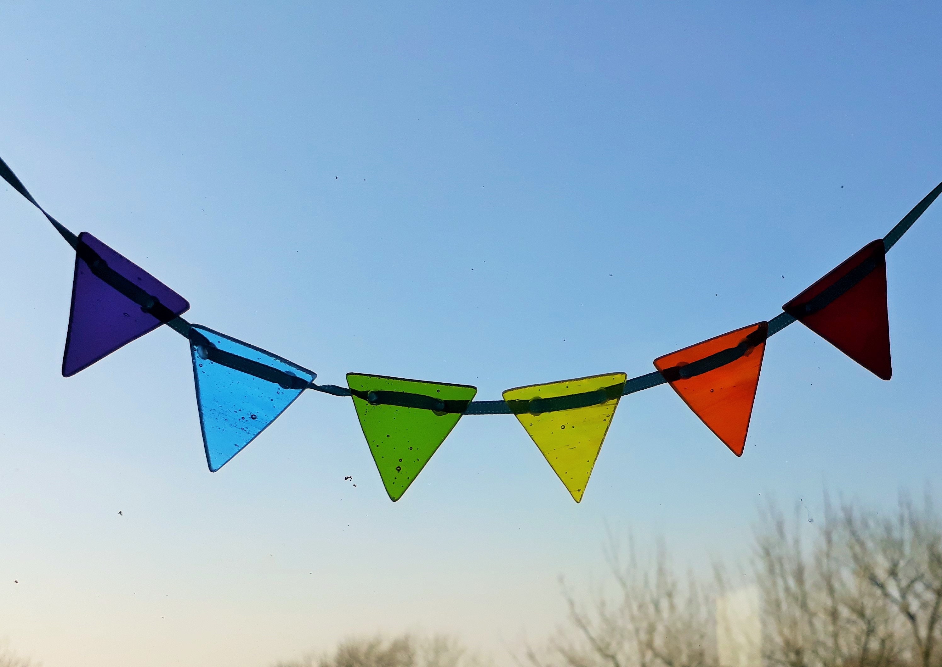 MINI Stained Glass Rainbow Bunting, Tree Bunting, Rainbow Decoration ...
