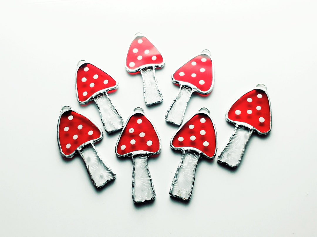 Small Stained Glass Toadstool Suncatcher, Mushroom Decor, Red Fly ...