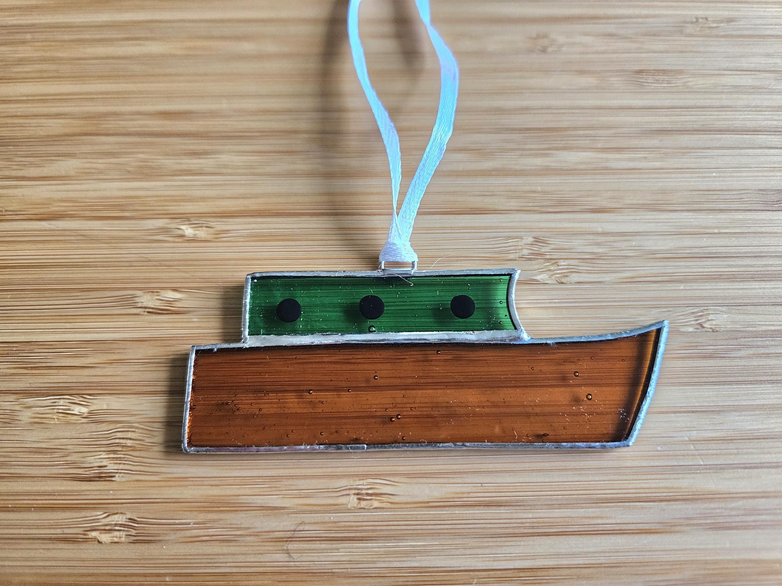 Stained Glass Small Green Canal Boat Suncatcher, Glass Boat, Stained ...