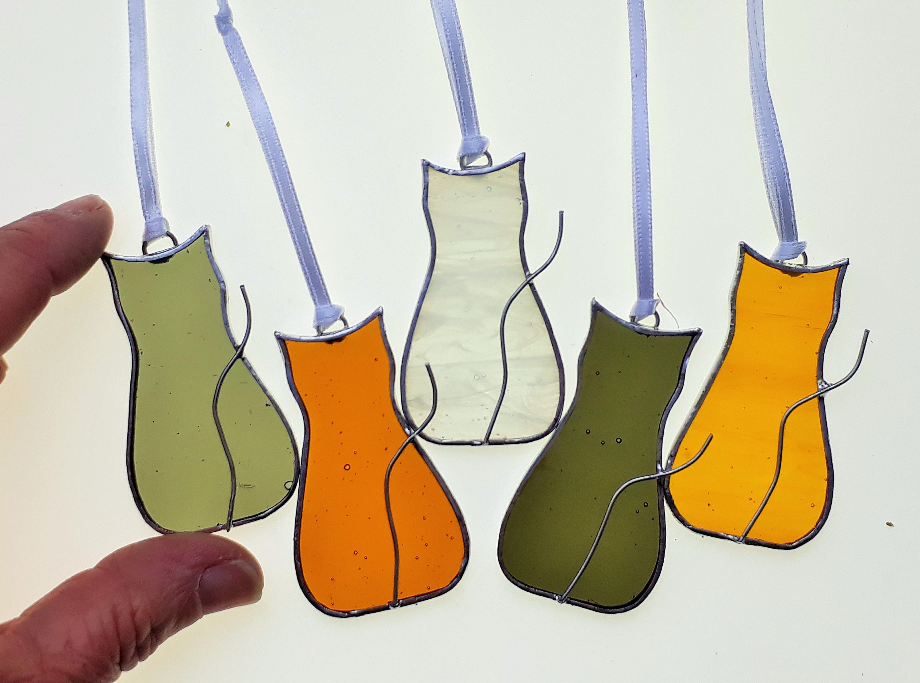 Small Stained Glass Wispy White Cat Suncatcher Cat Lover - Etsy