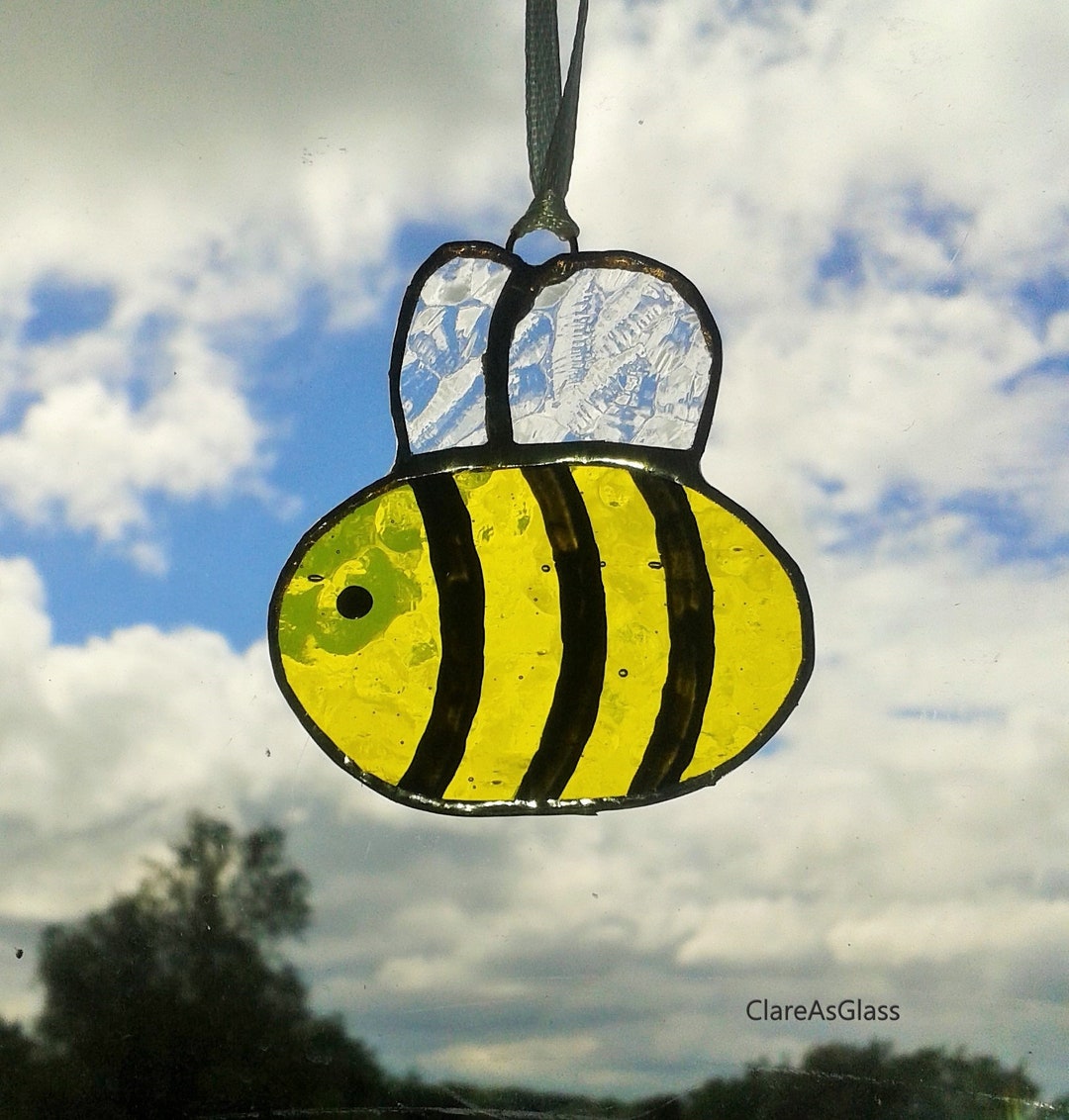Stained Glass Bee Suncatcher, Mini Bee Gift or Decoration, Bumble Bee ...