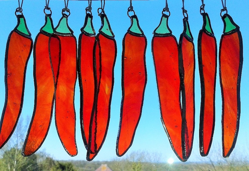 Red Chilli Pepper Suncatcher Stained Glass Chilli Glass - Etsy UK