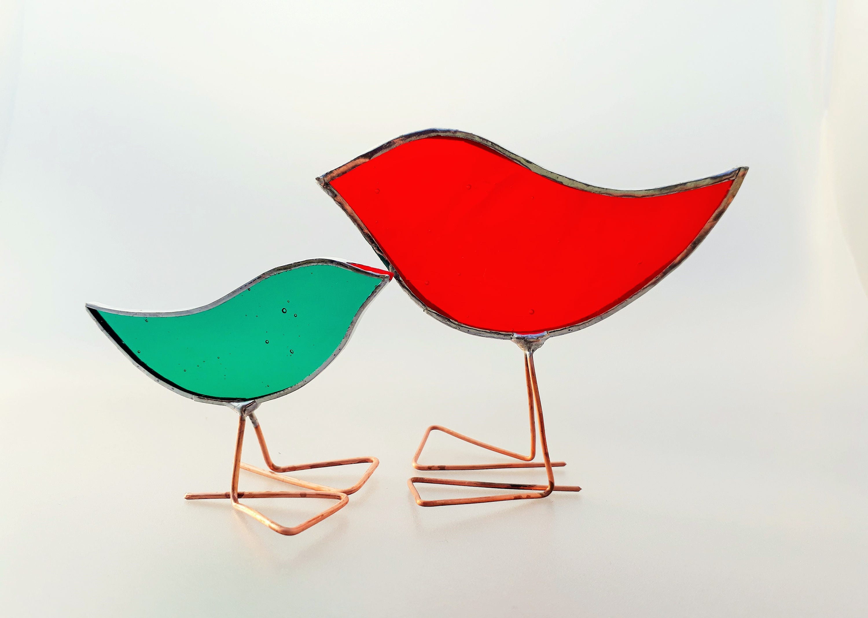 Red Stained Glass Bird Ornament Glass Standing Bird Glass | Etsy UK