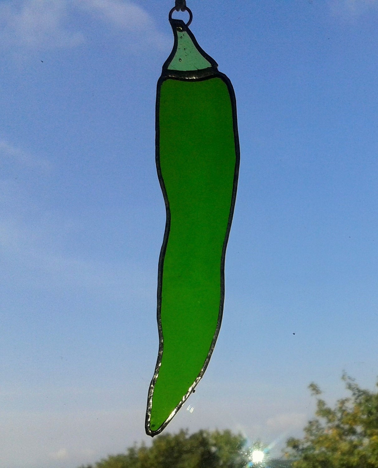 Stained Glass GREEN Chilli Pepper Suncatcher Green Glass | Etsy UK