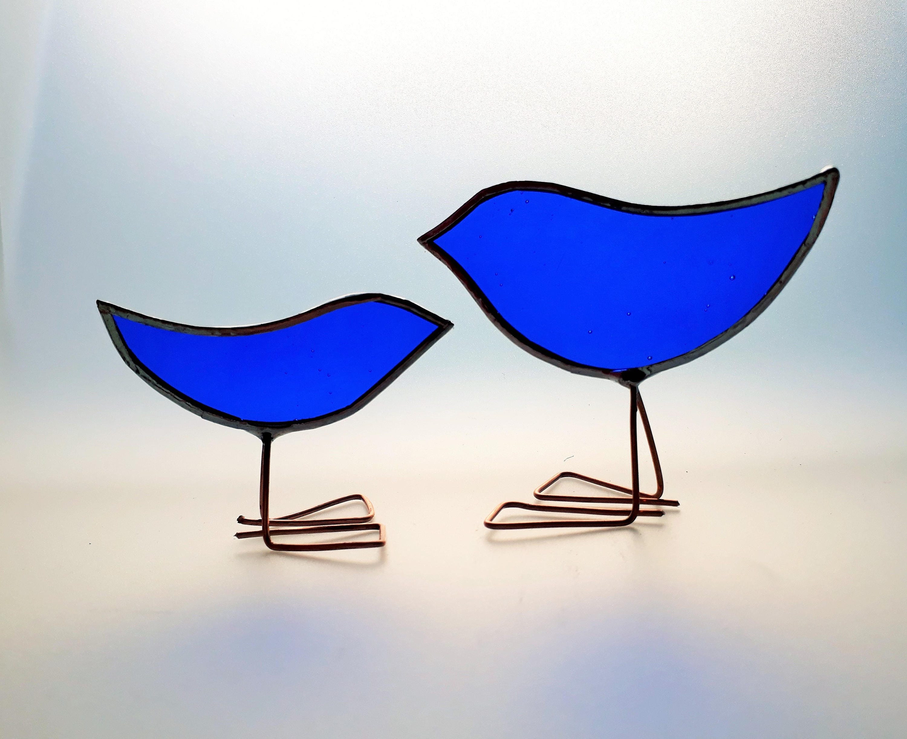 Stained Glass Blue Bird Ornament Standing Glass Bird Blue | Etsy