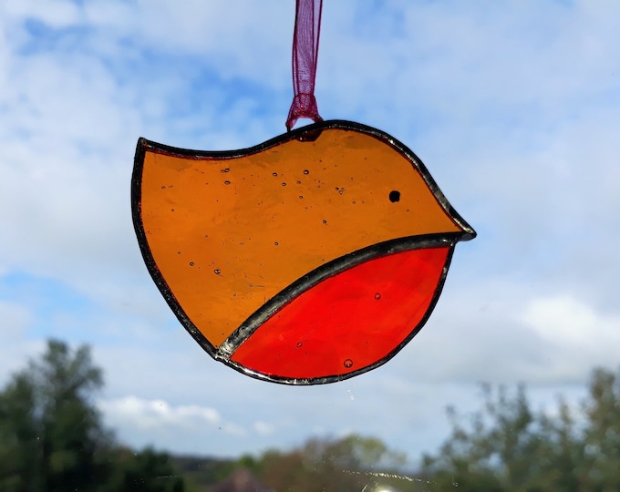 Stained Glass Robin Suncatcher, Robin Ornament, Christmas Robin, Robin ...