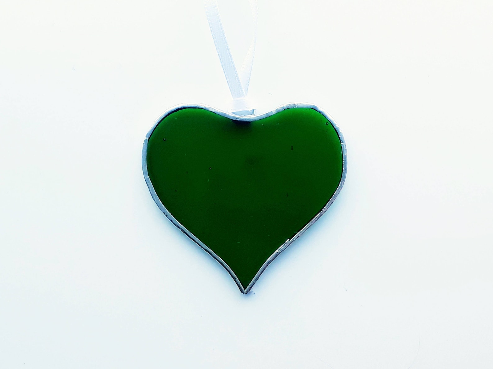 Mini Green Heart Suncatcher, Anniversary Gift, Stained Glass Heart ...