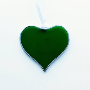 Mini Green Heart Suncatcher, Anniversary Gift, Stained Glass Heart ...
