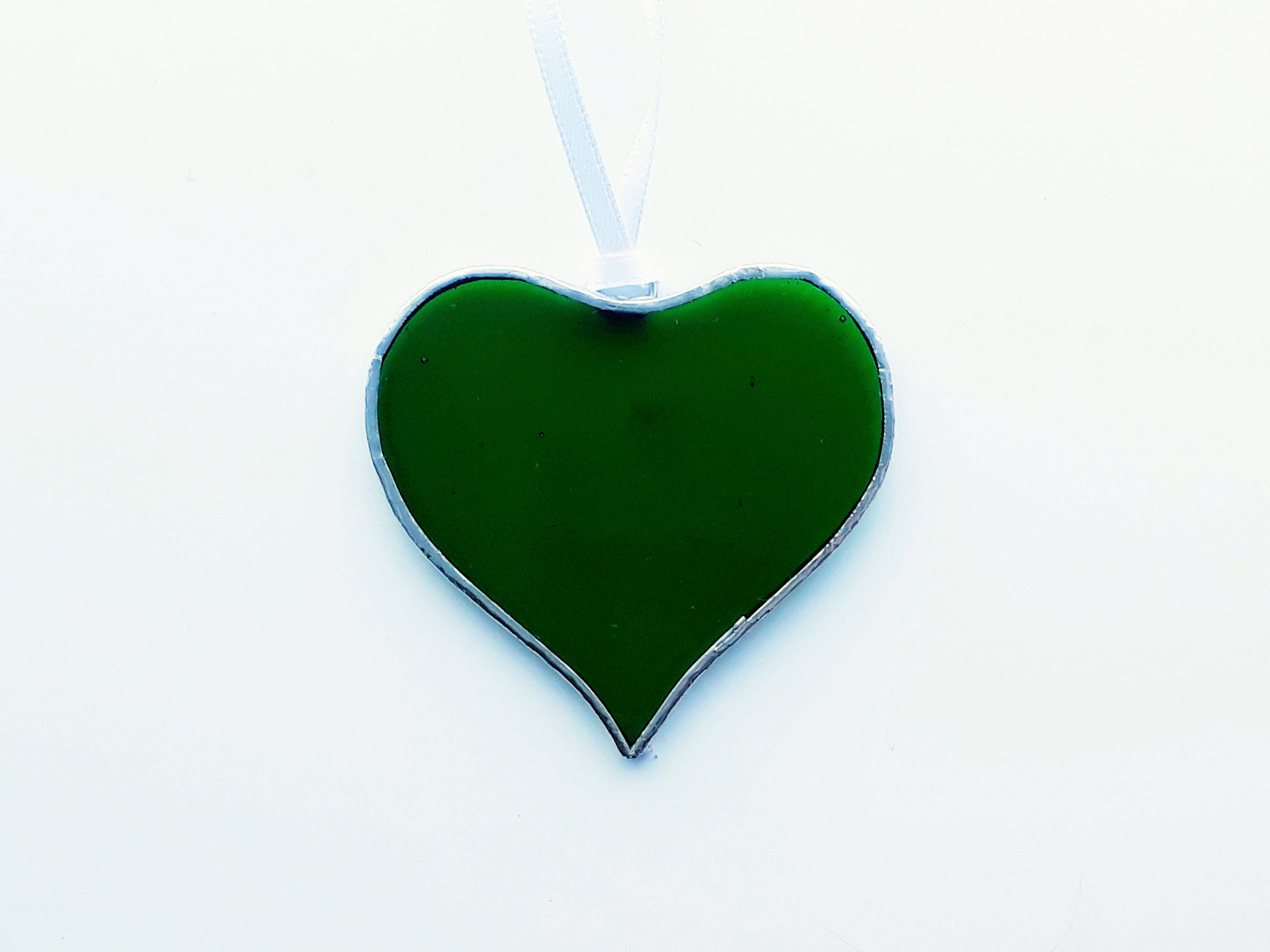 Mini Green Heart Suncatcher, Anniversary Gift, Stained Glass Heart ...