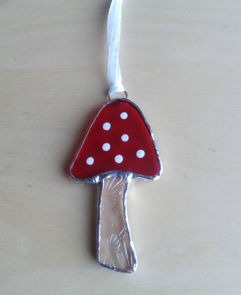 Small Stained Glass Toadstool Suncatcher Red Fly Argaric | Etsy