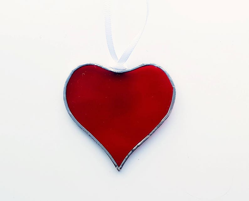 Mini Red Heart Suncatcher, Small Red Glass Heart, Stained Glass Heart ...