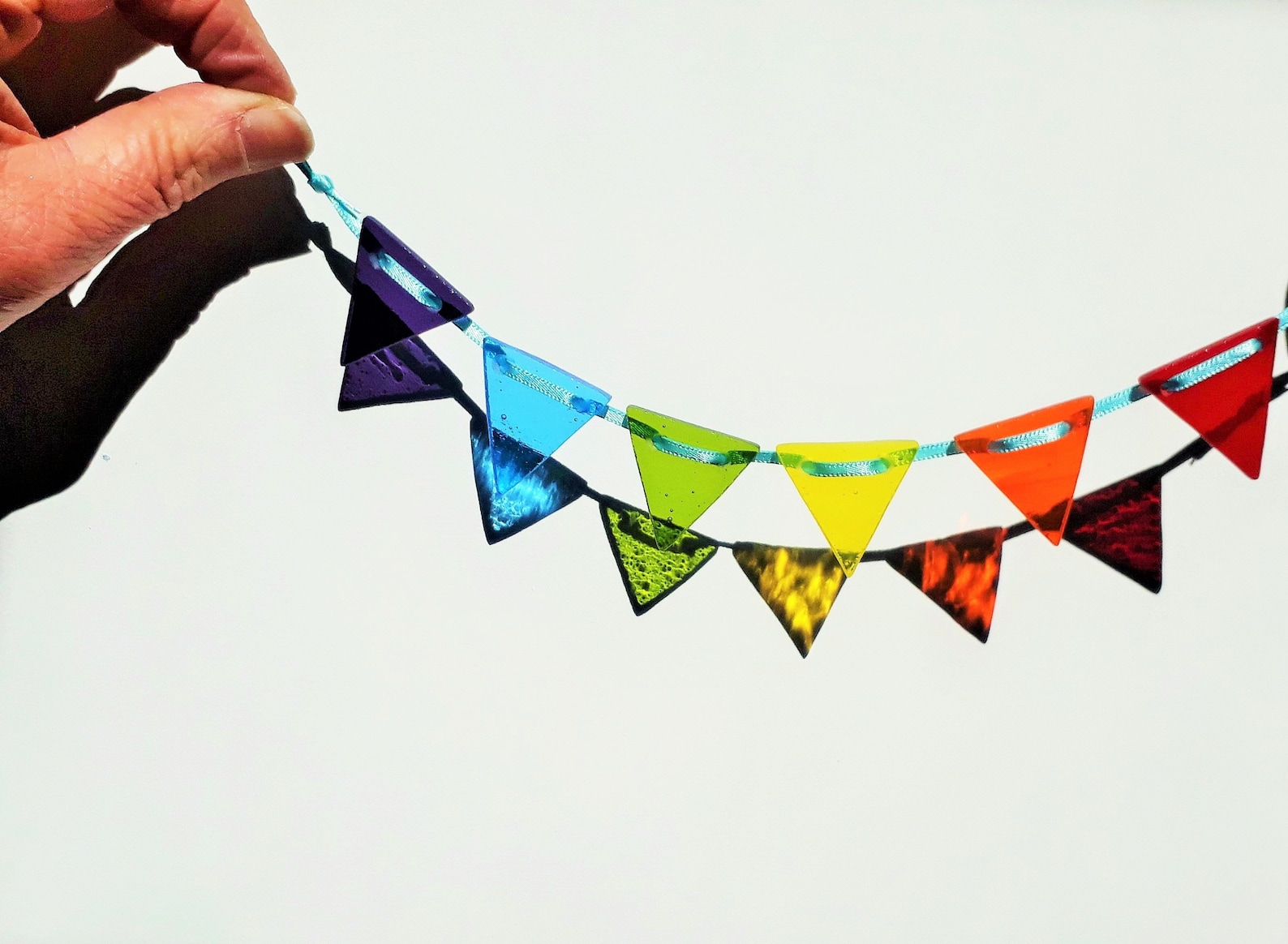 Mini Stained Glass Rainbow Bunting, Pride Window Decoration, Tree ...