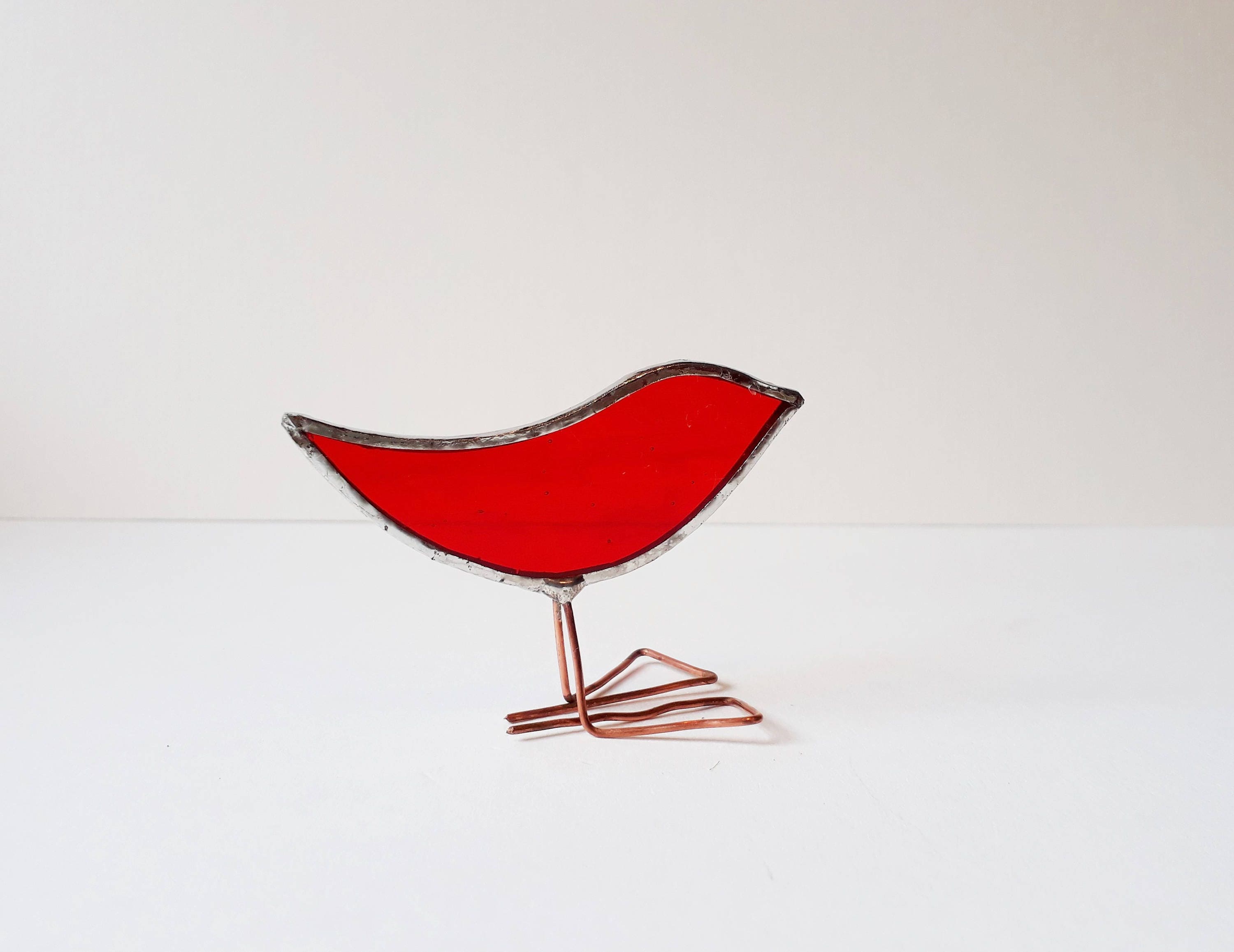 Red Stained Glass Bird Ornament Free Standing Baby Bird Bird - Etsy UK