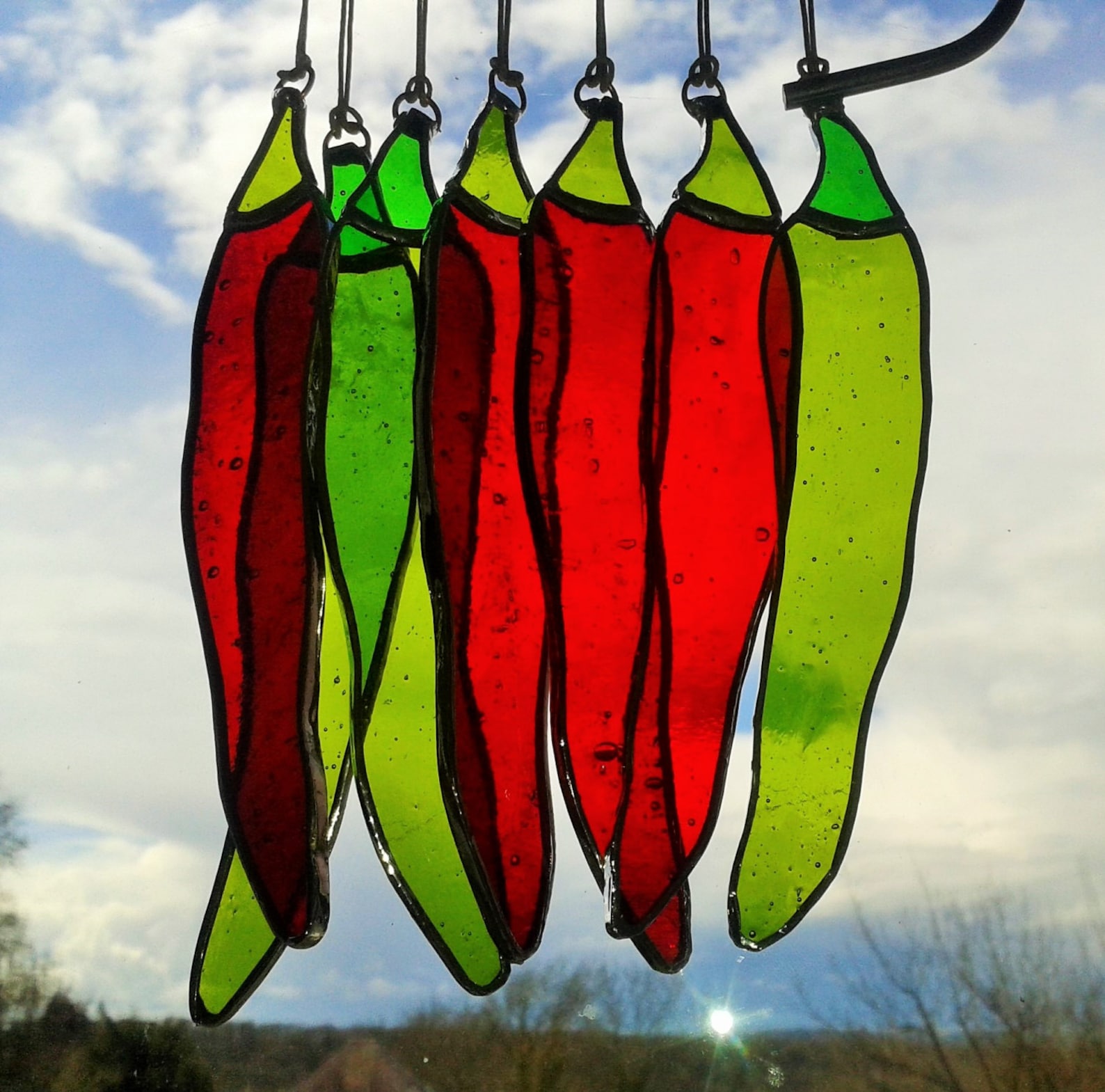 Stained Glass GREEN Chilli Pepper Suncatcher Green Glass - Etsy