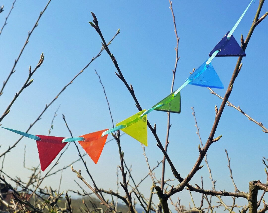 MINI Stained Glass Rainbow Bunting, Tree Bunting, Rainbow Decoration ...